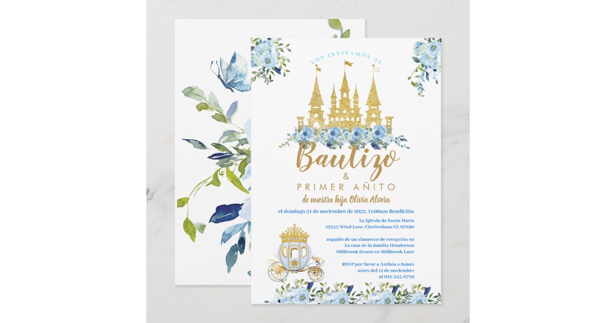 Princess Baptism Invite Bautizo Invitations | Zazzle