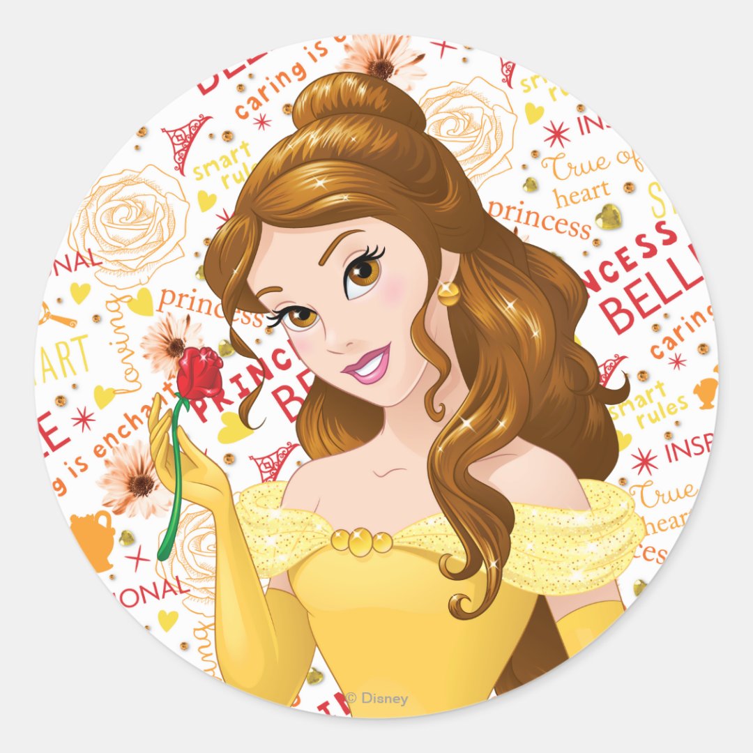 Princess Belle Classic Round Sticker | Zazzle