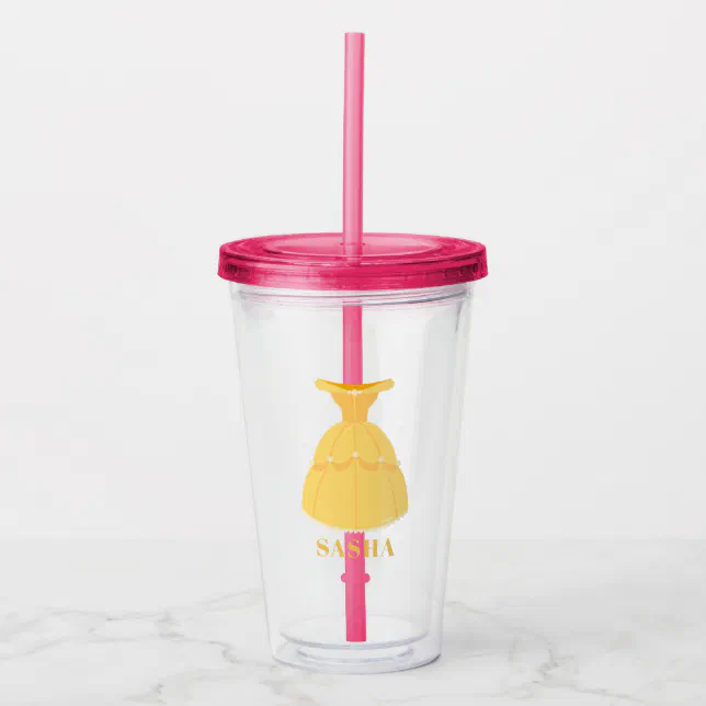 Princess Belle Dress - Name Acrylic Tumbler | Zazzle