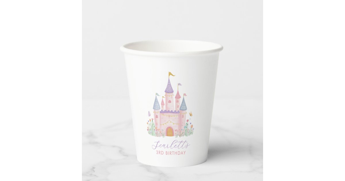 Princess Birthday Enchanted Castle Girls Party Paper Cups | Zazzle