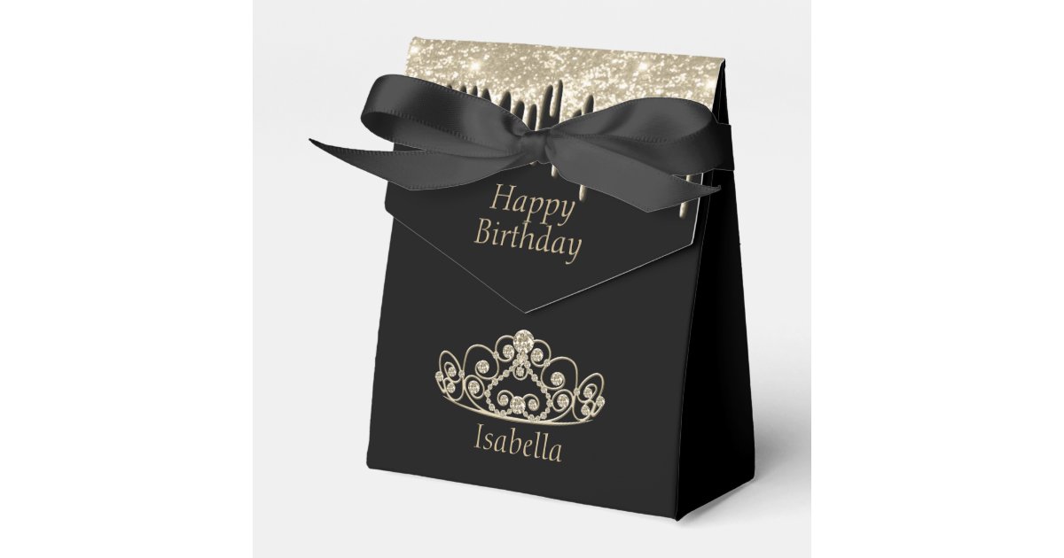 Princess Birthday - Gold Tiara Crown Favor Boxes | Zazzle