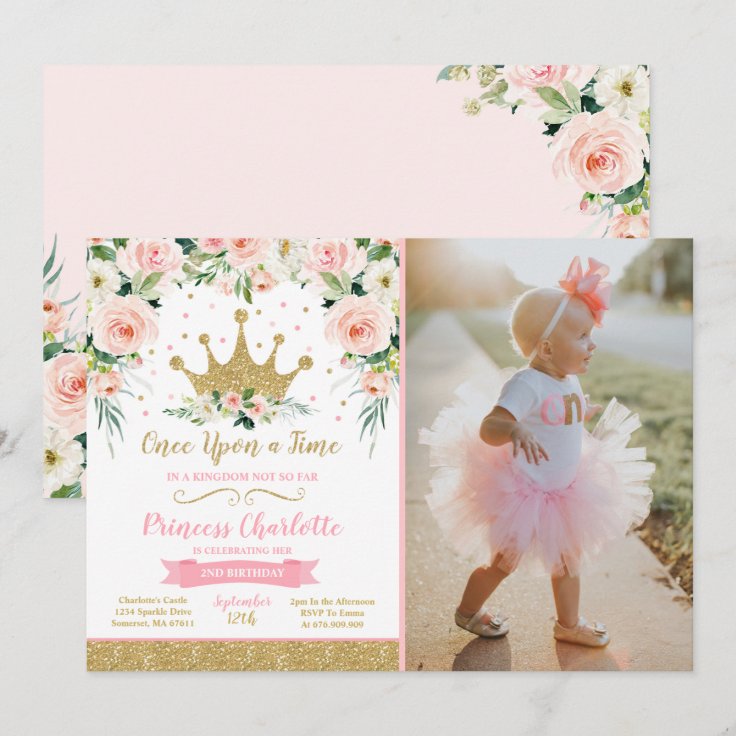 Princess Birthday Invitation Gold Princess Crown | Zazzle