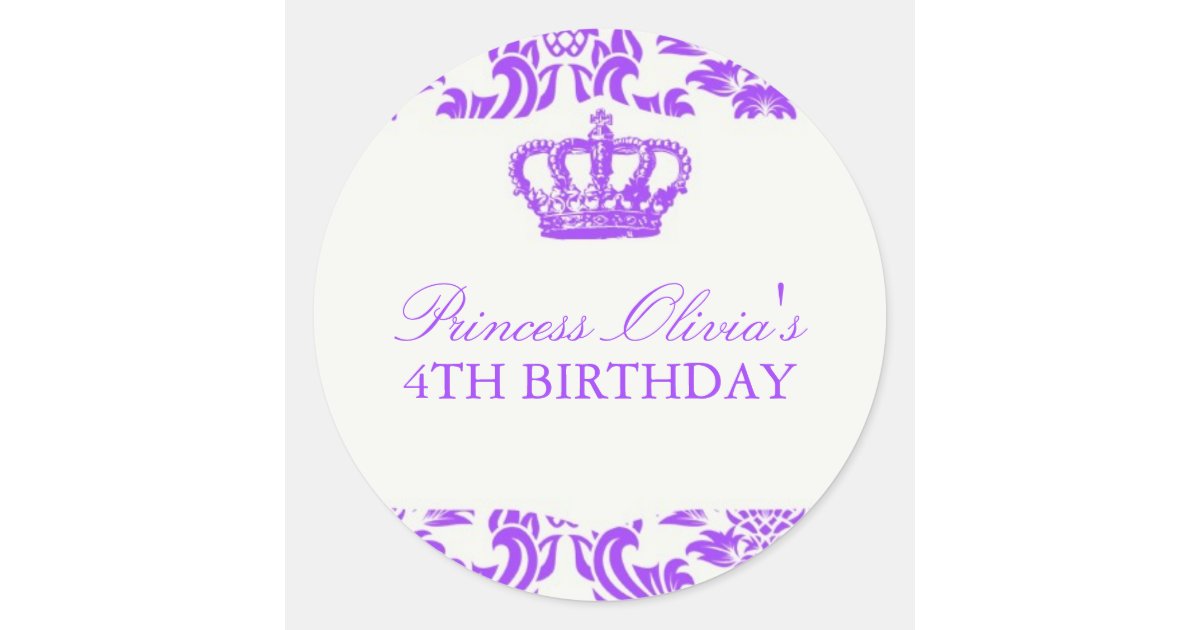 Princess Birthday Party Classic Round Sticker | Zazzle