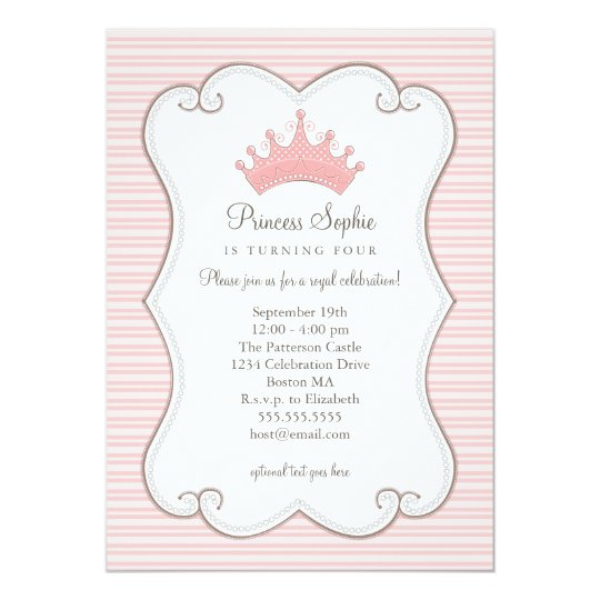 Princess Birthday Party Pink Crown Invitation | Zazzle.com