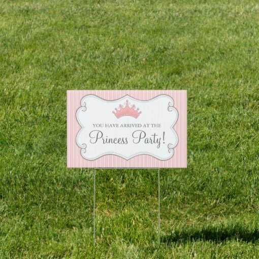 Princess Birthday Party Pink Crown Yard Sign | Zazzle