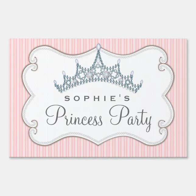 Princess Birthday Party Pink Tiara Yard Sign | Zazzle