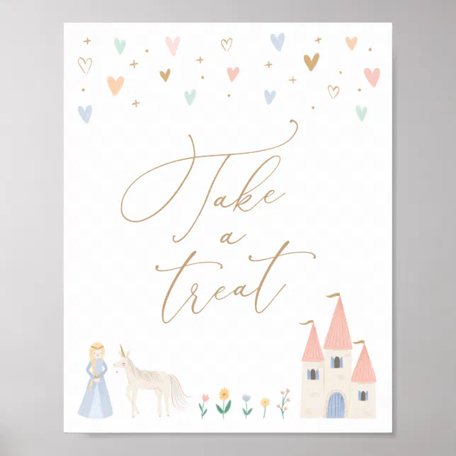 Princess Birthday Party Take a Treat Table Sign | Zazzle