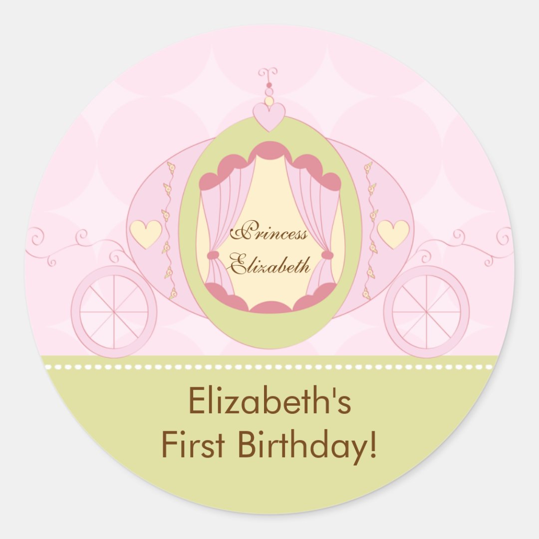 Princess Birthday Sticker Pretty Royal Carriage | Zazzle