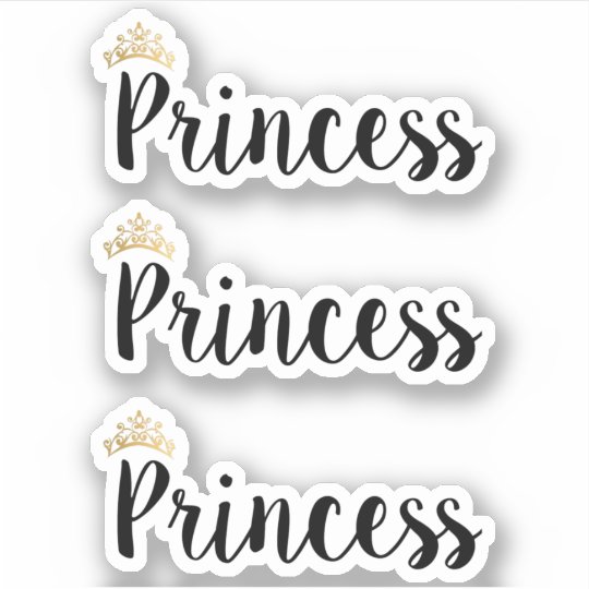 Princess Black Script Font Crown Sticker | Zazzle.com
