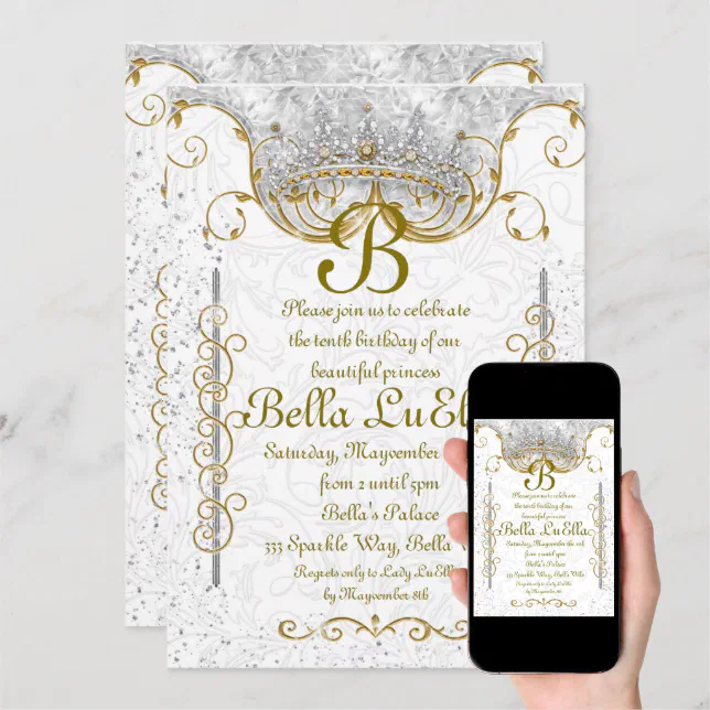 Princess Bling Diamond Party Invitations | Zazzle