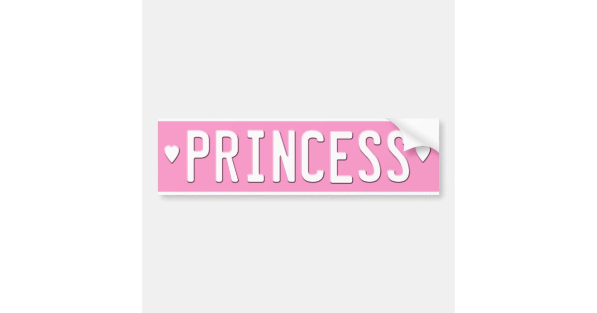 Princess Bumper Sticker License Plate Pink | Zazzle