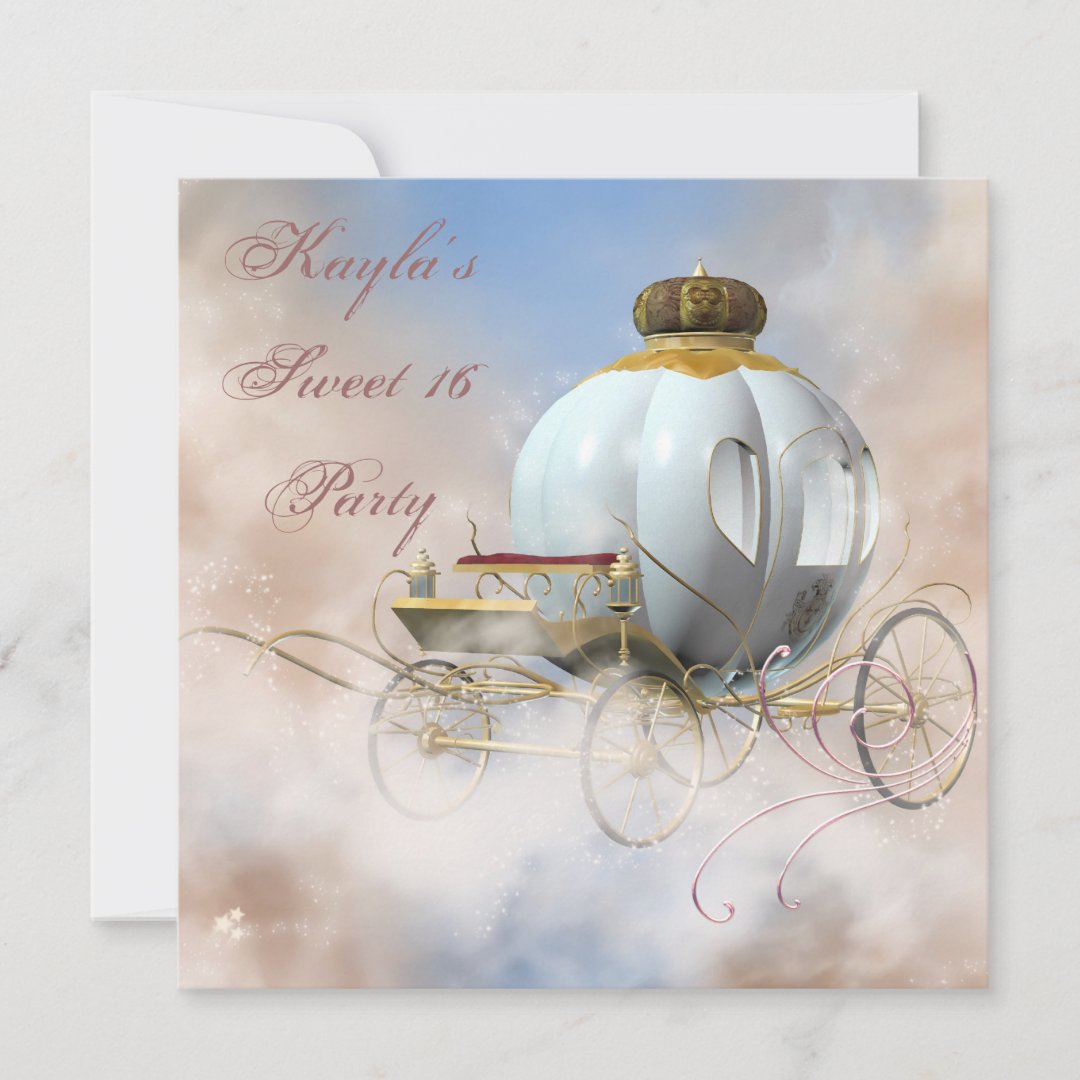 Princess Carriage Princess Sweet 16 Birthday Invitation | Zazzle