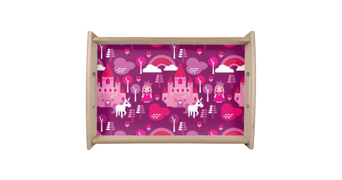 princess castle and unicorn rainbow serving tray | Zazzle