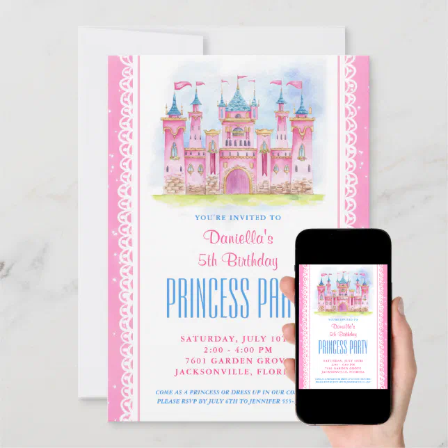 Princess Castle Birthday Invitation | Zazzle