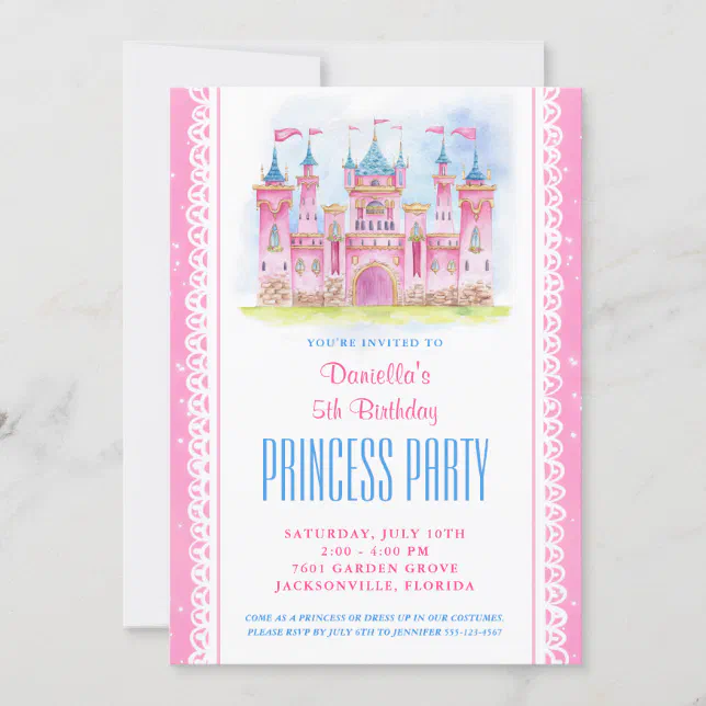 Princess Castle Birthday Invitation | Zazzle