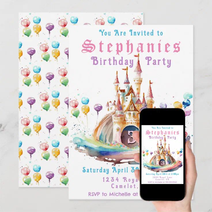 Princess Castle Birthday Party Invitation | Zazzle