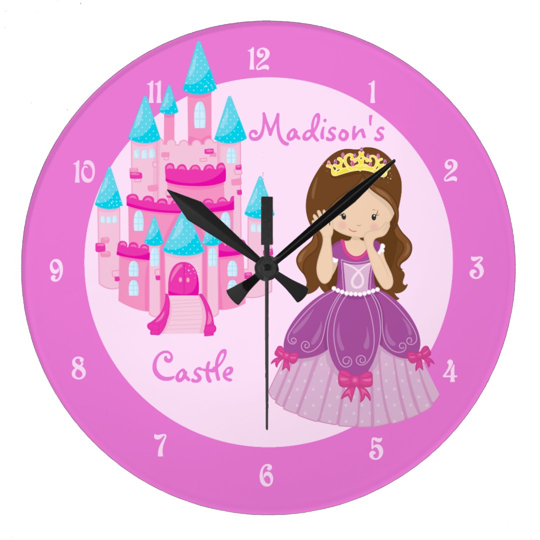 Princess Castle Custom Pink Clock | Zazzle