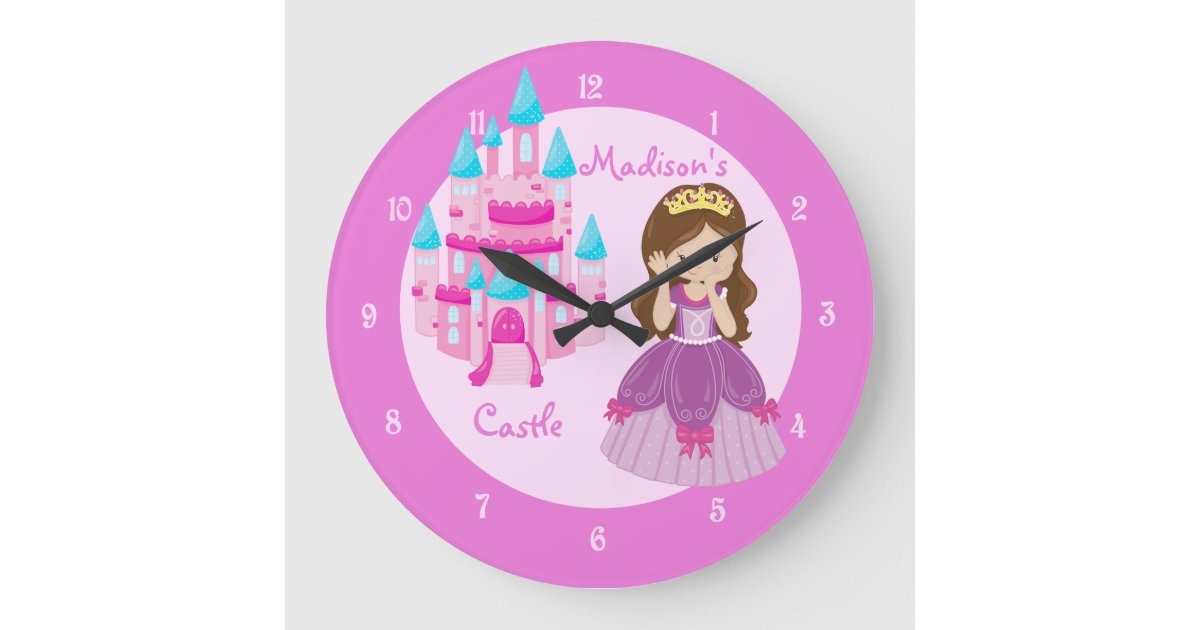 Princess Castle Custom Pink Clock | Zazzle