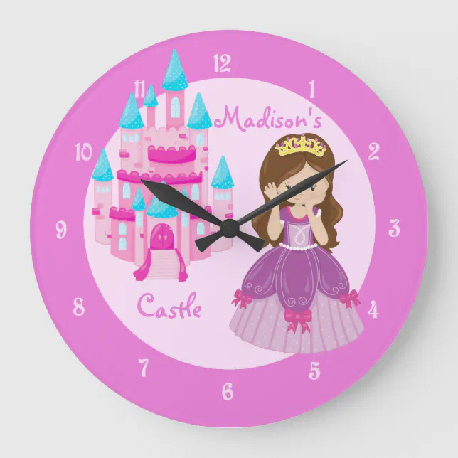Princess Castle Custom Pink Clock | Zazzle