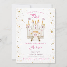 Princess Castle Magical Girl 3rd Third Birthday Invitation | Zazzle