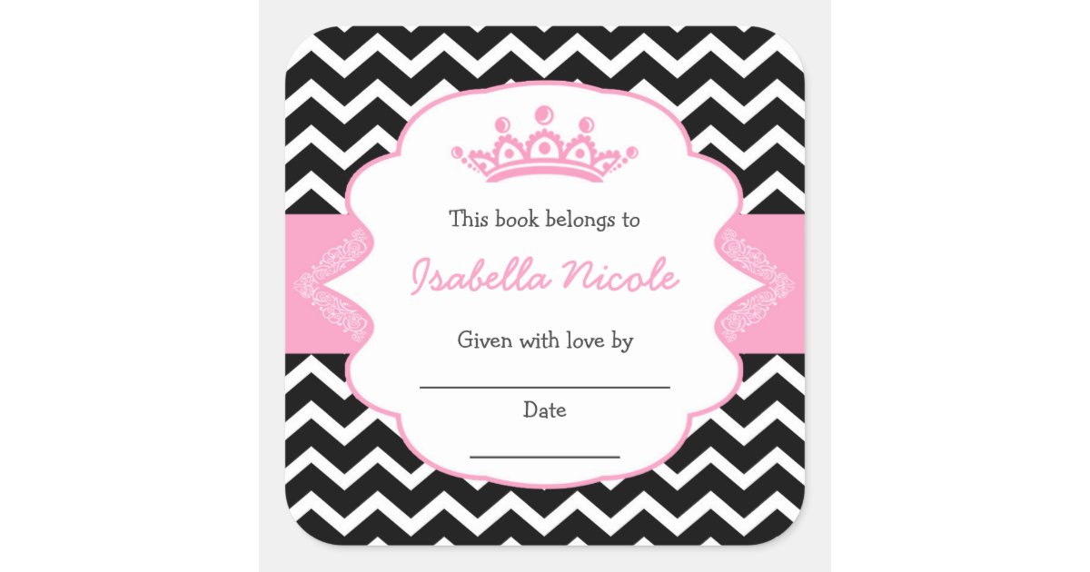 Princess Crown Bookplates / girl baby shower | Zazzle