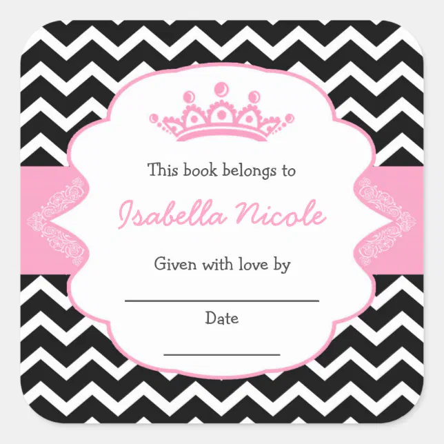 Princess Crown Bookplates / girl baby shower | Zazzle