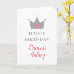 Princess Crown - Calligraphy Name - Happy Birthday Card | Zazzle