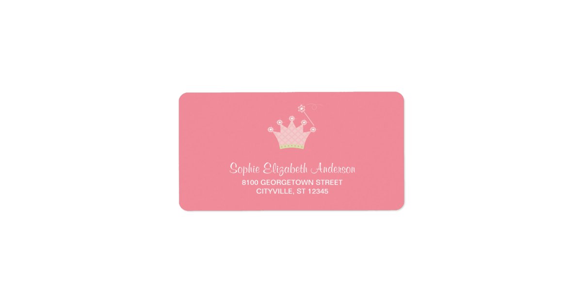 Princess Crown Kids Address Label | Zazzle