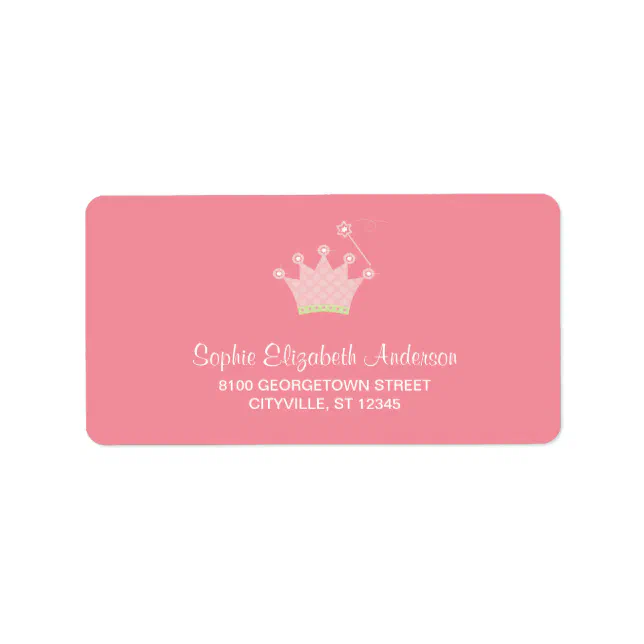 Princess Crown Kids Address Label | Zazzle