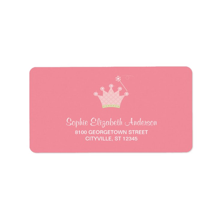Princess Crown Kids Address Label | Zazzle