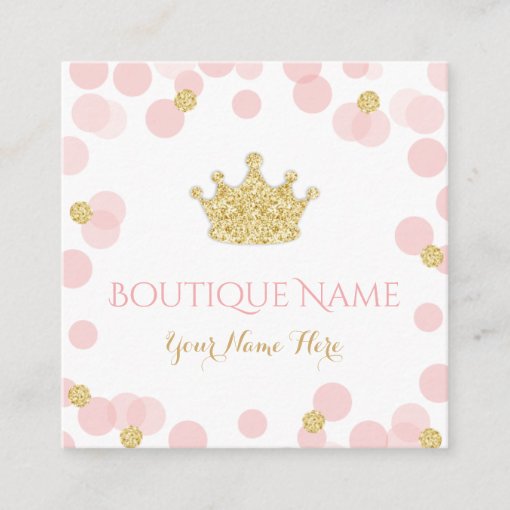 Princess Crown Pink Gold Boutique Business Card | Zazzle