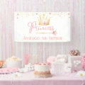Princess Crown Pink Little Girl Birthday Banner | Zazzle