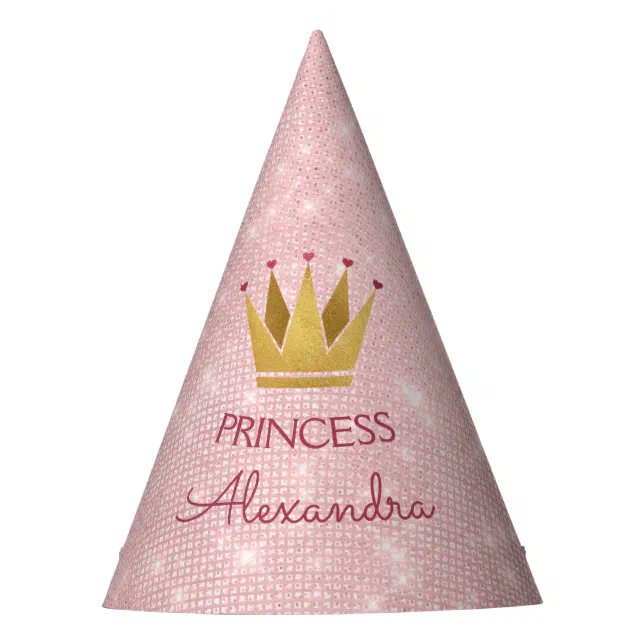 Princess Crown Rose Gold Blush Pink Sparkle Party Hat | Zazzle
