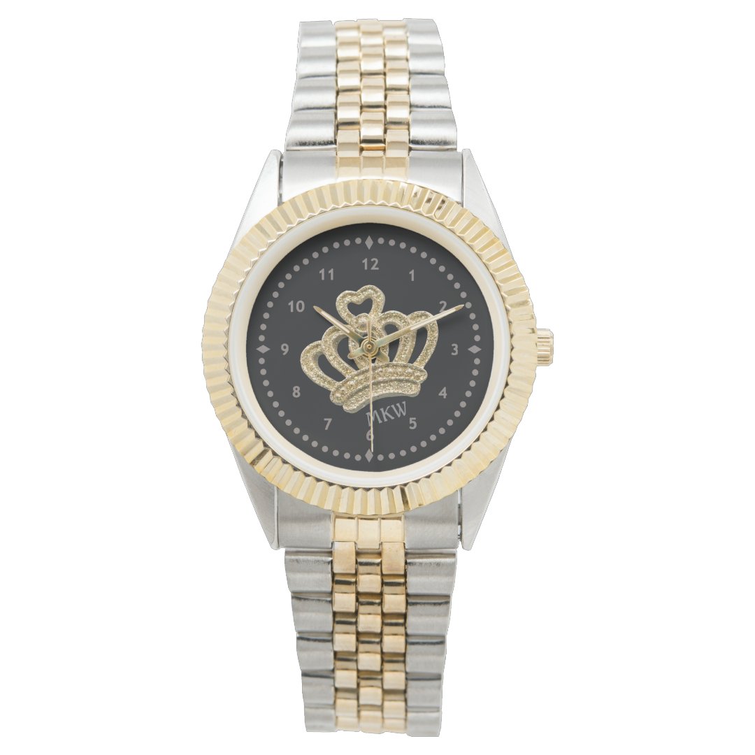 Princess Crown Two-Tone Monogram eWatch Watch | Zazzle