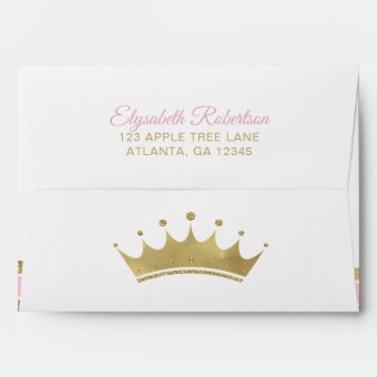 Princess Envelope, Pink, Faux Gold Glitter Envelope | Zazzle
