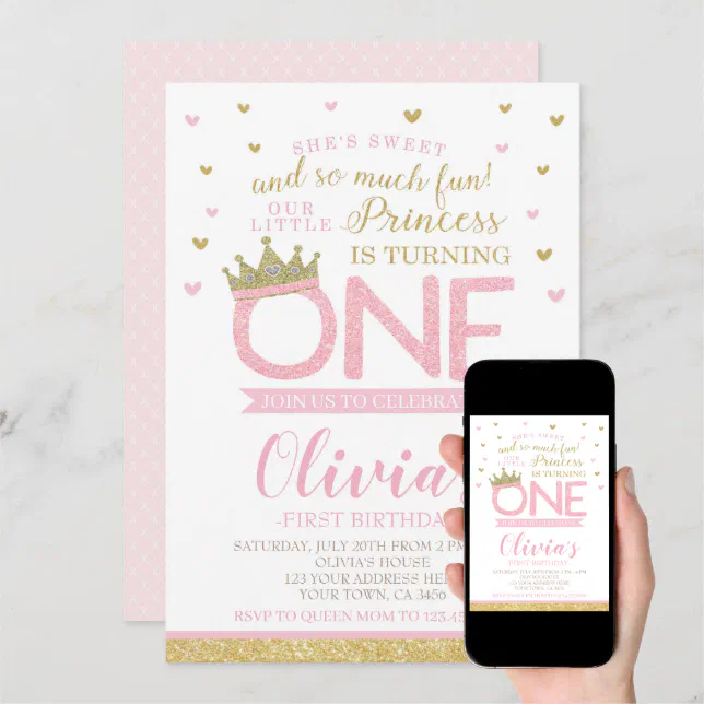 Princess First Birthday Invitation | Zazzle