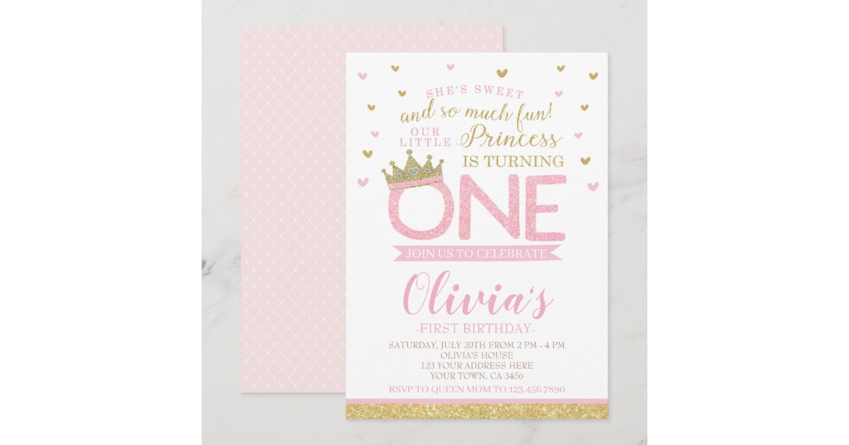 Princess First Birthday Invitation | Zazzle