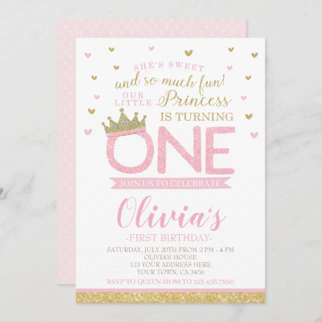 Princess First Birthday Invitation | Zazzle