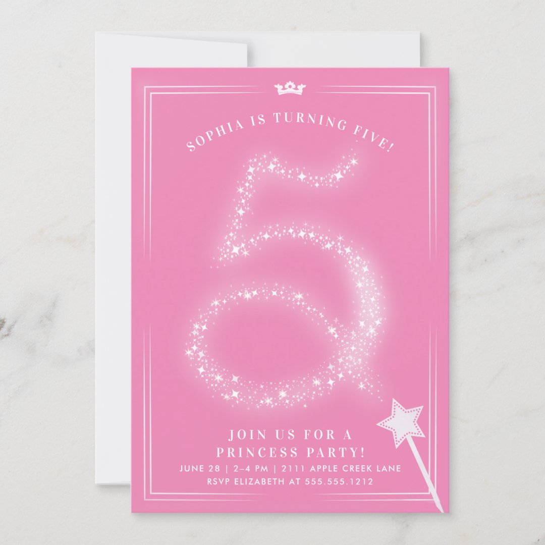 Princess Five Year Old Birthday Girl Invitation | Zazzle
