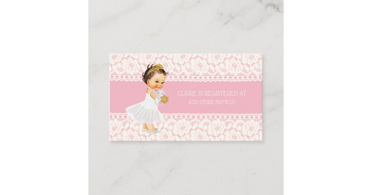 Princess Girl Baby Shower Registry Insert Pink | Zazzle
