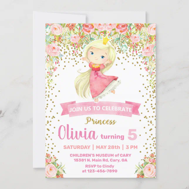 Princess girl birthday party invitation, invite. i invitation | Zazzle