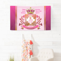 Princess Gold Crown Pearls Your Photo Fancy Frame Banner | Zazzle