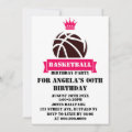 Princess Hot Pink Basketball Birthday Party Invite | Zazzle