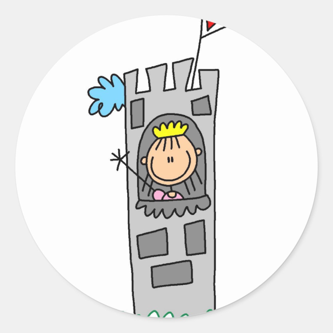 Princess In Castle Tower Sticker | Zazzle
