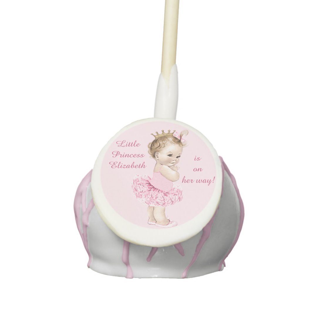 Princess in Pink Tutu Personalized Baby Shower Cake Pops | Zazzle