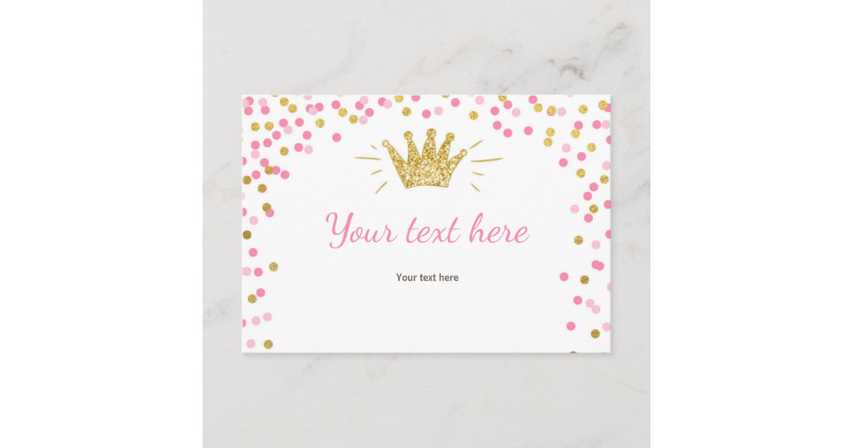 Princess Insert card Girl Pink Gold Shower | Zazzle