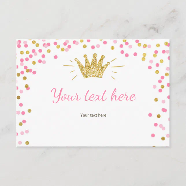 Princess Insert card Girl Pink Gold Shower | Zazzle