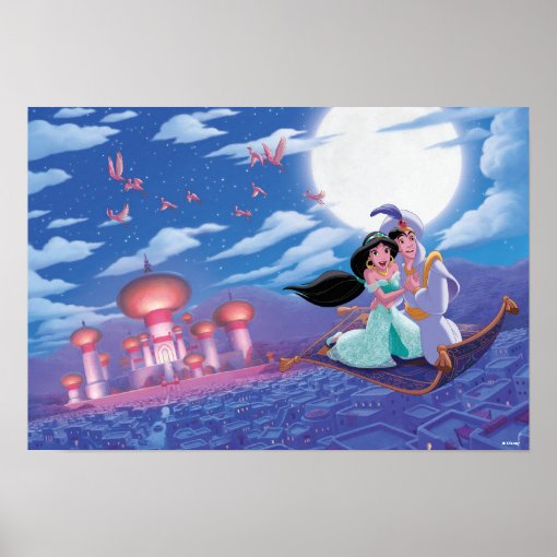 Princess Jasmine and Aladdin on Magic Carpet Poster | Zazzle