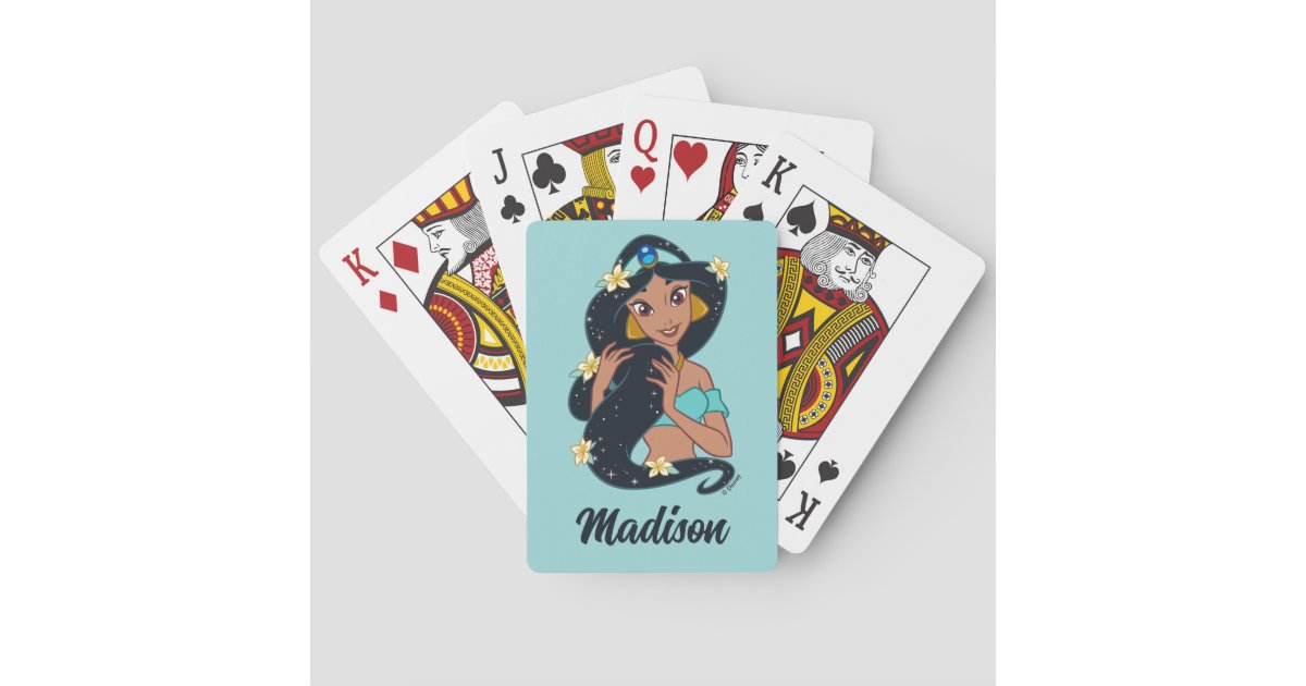 Princess Jasmine - Sparkling Hair & Blossoms Poker Cards | Zazzle