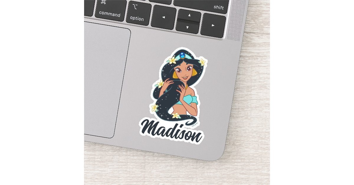 Princess Jasmine - Sparkling Hair & Blossoms Sticker | Zazzle